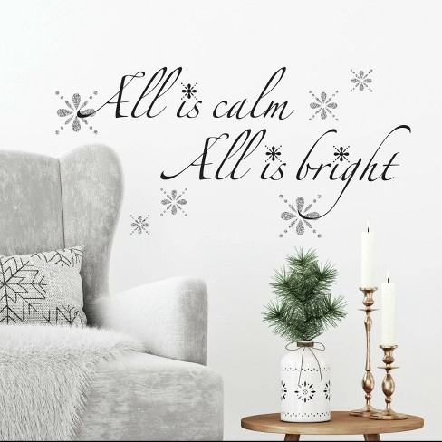 All Is Calm All Is Bright Glitter Quote Peel And Stick Wall Decal ...