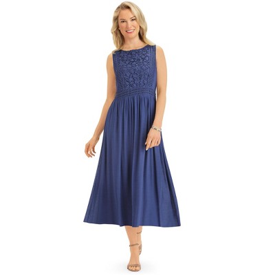 Collections Etc Embroidered Lace Bodice Scoop Neckline Sleeveless Dress ...