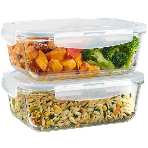 Le'raze 4pc Set Of 8 Cup Large Glass Food Storage Containers With ...