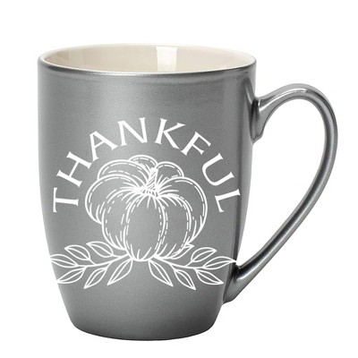 Elanze Designs Thankful Pumpkin Grey 10 Ounce New Bone China Coffee Cup Mug : Target
