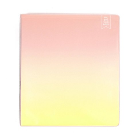 Yoobi Evolve 1" D-ring Binder Printed Peachy Yellow Ombre : Target