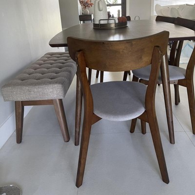 Set Of 4 Iora Upholstered Wood Dining Chairs Light Beige/walnut ...