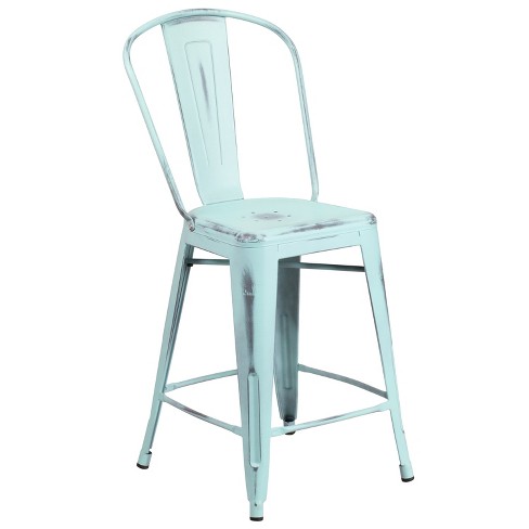 Emma And Oliver Commercial Grade 24"h Distressed Green-blue Metal ...