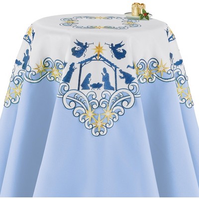 Collections Etc Embroidered Nativity Scene Table Linens Square : Target