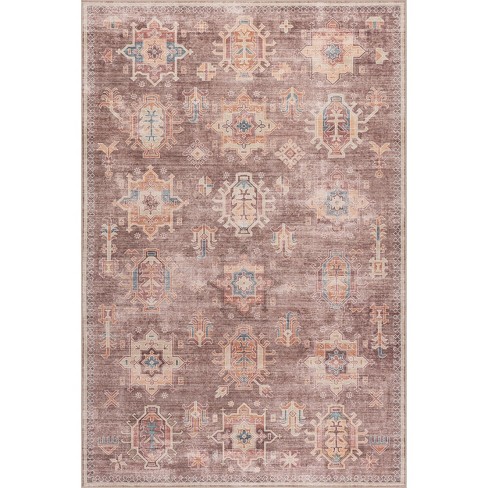Nuloom Gwyneira Medallion Machine Washable Area Rug, 5' X 8', Brown ...