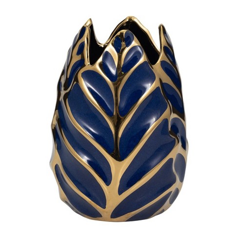 Sagebrook Home Glam Decorative Ceramic Leaf Bud Vase For Room And ...