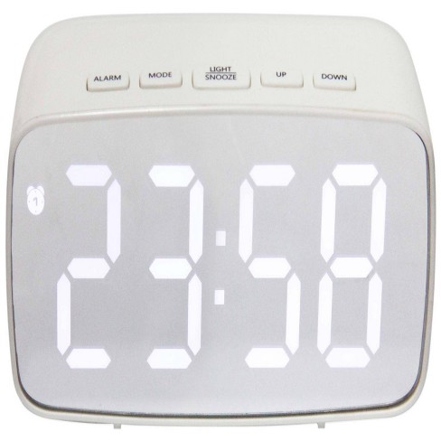 4.75"x2" Digital Alarm Clock White - Infinity Instruments: Bedside ...