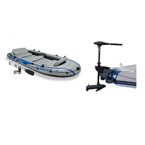 Intex Excursion 5 Inflatable 5 Person Boat And Accessories Set For ...