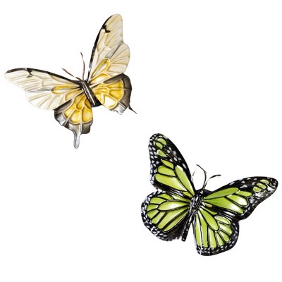 Transpac Tin Butterfly Magnets Set Of 2 Home Decorations Spring : Target
