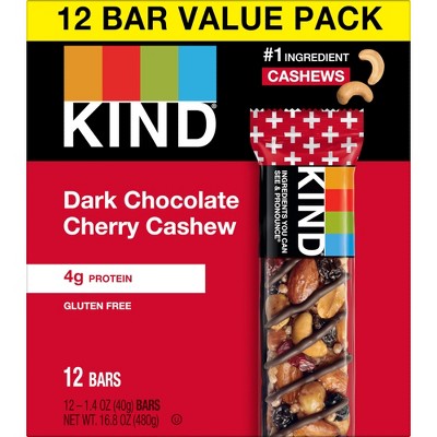 Kind Bars Dark Cherry Cashew Gluten Free Snacks - 12ct : Target