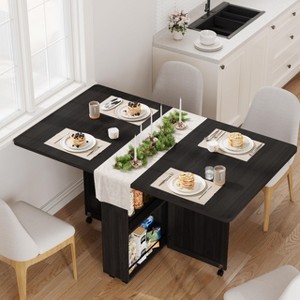 Space-Saving Folding Drop Leaf Dining Table with 6 Wheels and Drawer ...