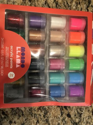 24ct Acrylic Paint Set Metallic/neon/glitter - Mondo Llama™ : Target