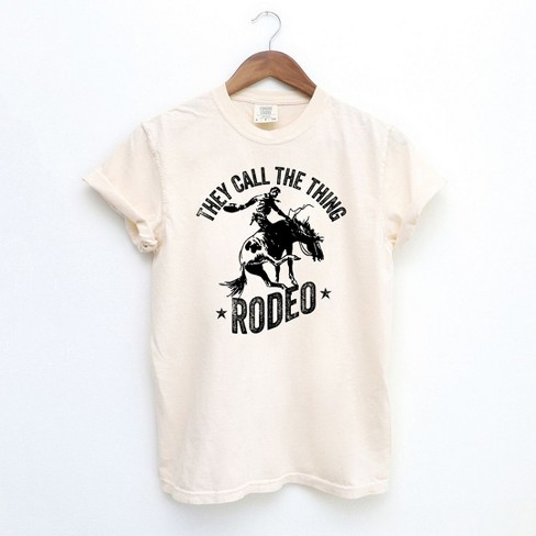 Simply Sage Market Women's Call The Thing Rodeo Stars Short Sleeve Garment Dyed Tee - L - Ivory ...