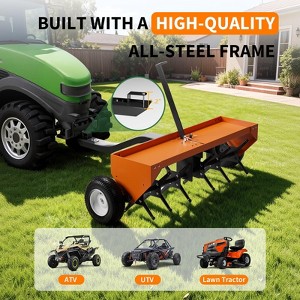 48" Tow Behind Lawn Plug Aerator with Universal Hitch, Steel Tines ...