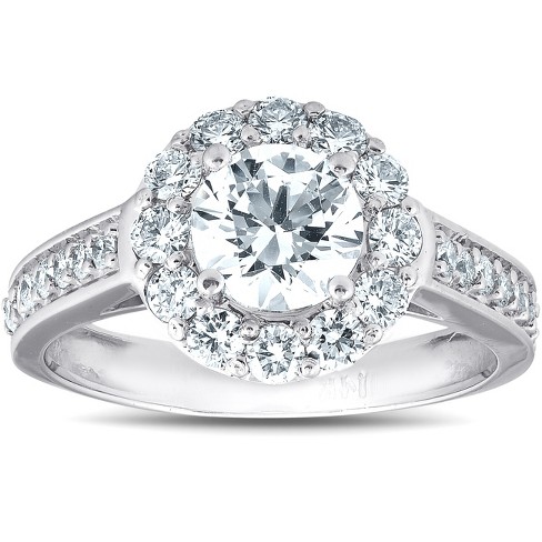 Pompeii3 2 Ct Diamond & Moissanite Halo Engagement Ring 14k White Gold - Size 5 : Target