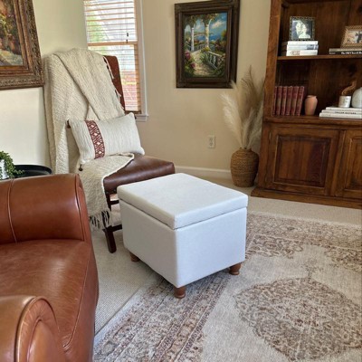 Rectangle Storage Ottoman With Hinged Lid Dark Brown Faux Leather ...