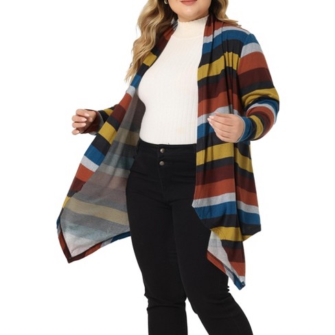 Agnes Orinda Women's Plus Size High Low Long Sleeve Open Front Knit ...