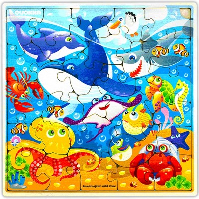 Quokka Wooden Ocean Puzzles For Kids Ages 3-5 – 28 Pieces Toddlers Kids ...