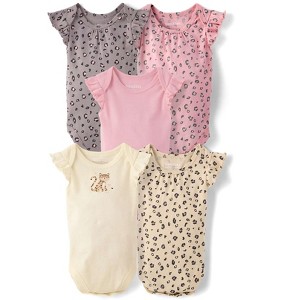 The Children's Place Baby Short Sleeve Girls Leopard Flutter Bodysuit 5 ...