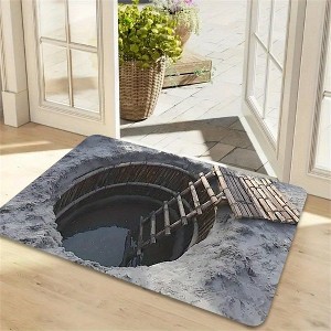 Lomsoe 1pc Realistic 3D Stone Wall and Ladder Design Flannel Door Mat ...