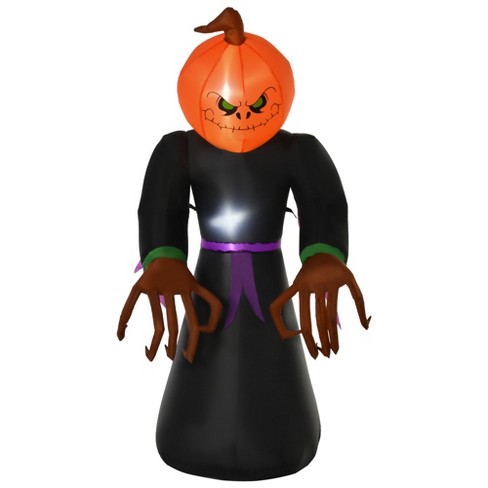 Homcom 7ft Tall Inflatable Halloween Pumpkin Reaper Light Up Yard ...
