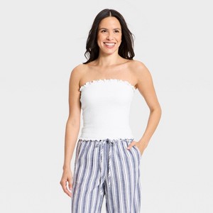 Women's Ruffle Edge Tube Top - Universal Thread™ White XS : Target