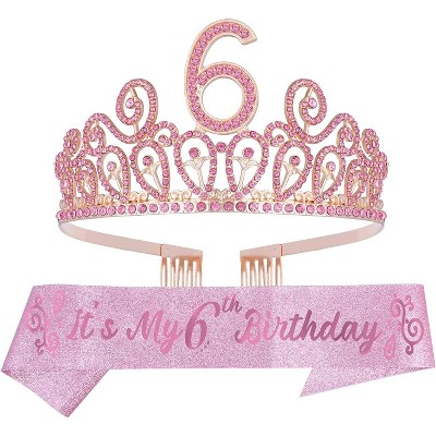 Meant2tobe 6th Birthday Sash And Tiara For Girls - Pink : Target