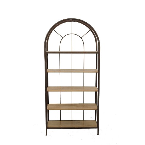 Storied Home 78" Metal Framed Bookshelf: 5-tier Fir Wood, Space-saving ...