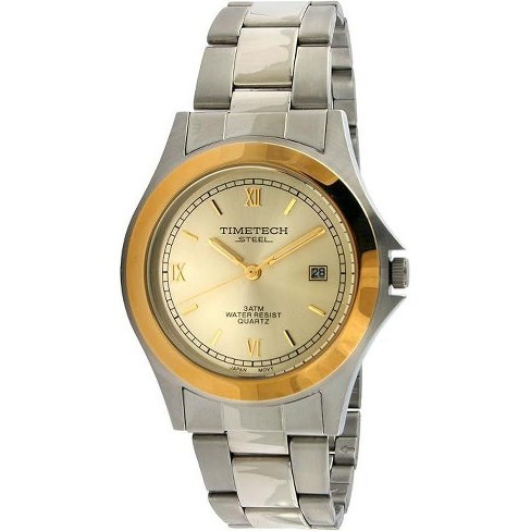 Timetech Men's Stainless Steel Round Two-tone Bracelet Watch : Target