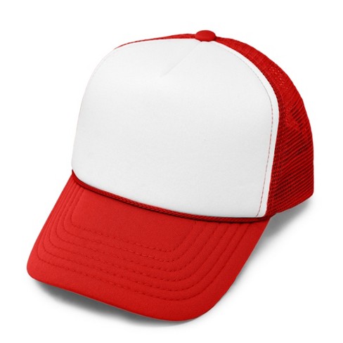 Dalix Youth Childrens Mesh Adjustable Trucker Cap In Red White : Target