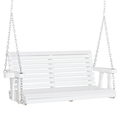 Outsunny 46" 2-person Porch Swing Wooden Patio Swing Bench With Cup ...