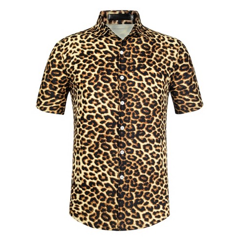 Inspire Chic Men's Casual Summer Animal Leopard Printed Short Sleeves ...