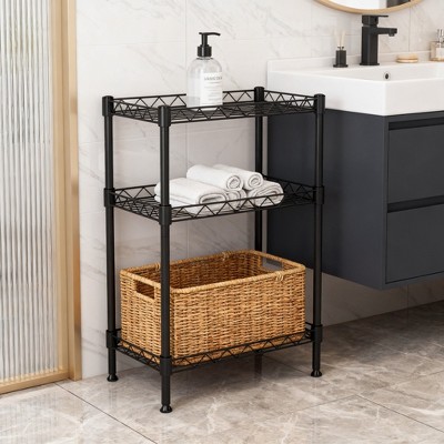 3 Tier Metal Wire Shelving Unit with Adjustable Shelves, 23.63" H, for ...