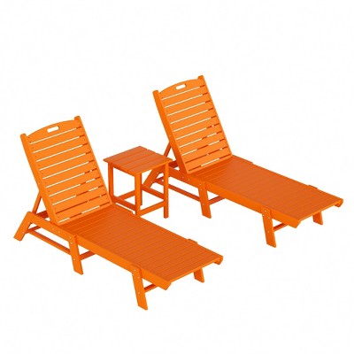 Westintrends 3 Pieces Set Poly Adirondack Outdoor Chaise Lounges With ...