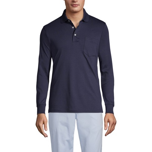 Lands' End Men's Tall Long Sleeve Cotton Supima Polo Shirt With Pocket ...
