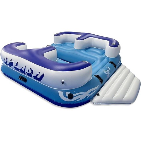 Serenelife 4-person Floating Island Raft With Cup Holders, Slinfl400 ...