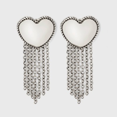 Layered Stone Chain Linear Earrings - Silver : Target