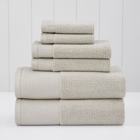 Modern Threads Waffle-rib 6-piece Cotton Towel Set, Silver : Target