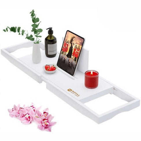 Royal Craft Wood Bamboo Adjustable Bathtub Caddy Tray (white) : Target