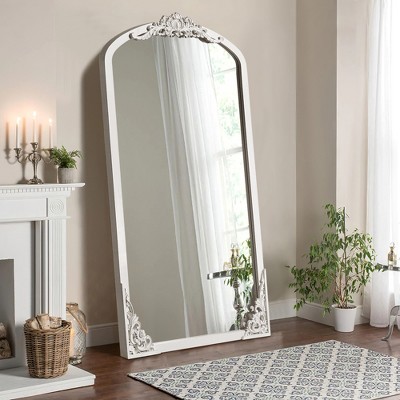 Dovelina Vintage Wood Frame Arch Carved Decorative Wall Mirror Large ...