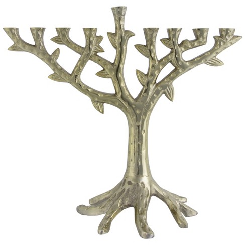 Northlight Tree Trunk-shaped Brass Menorah - 11.5" - Gold Finish : Target