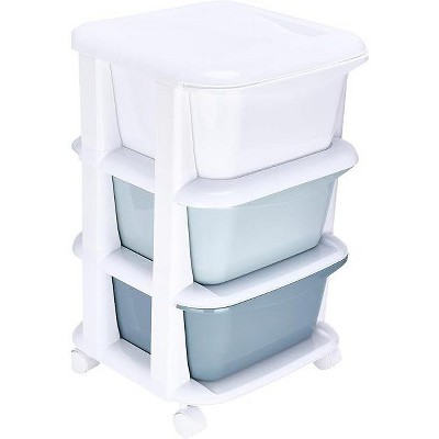 G-rack Plastic 3 Drawer Storage With Wheels, Blue : Target