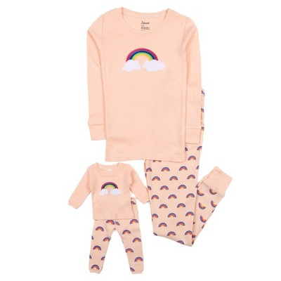 Leveret Girls And Doll Cotton Pajamas Rainbow Peach 3 Year : Target