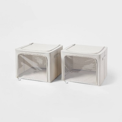 Medium Set Of 2 Zipper Fabric Storage Cubes Gray - Brightroom™ : Target