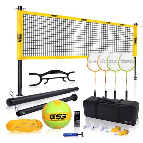 Gse Professional Badminton/volleyball Combo Set With Net, Volleyball ...