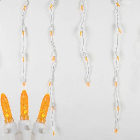 Novelty Lights Orange M5 Led Icicle Lights On White Wire 150 Bulbs : Target