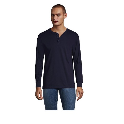 Lands' End Men's Tall Super-t Long Sleeve Henley Shirt - Large Tall - Radiant Navy : Target