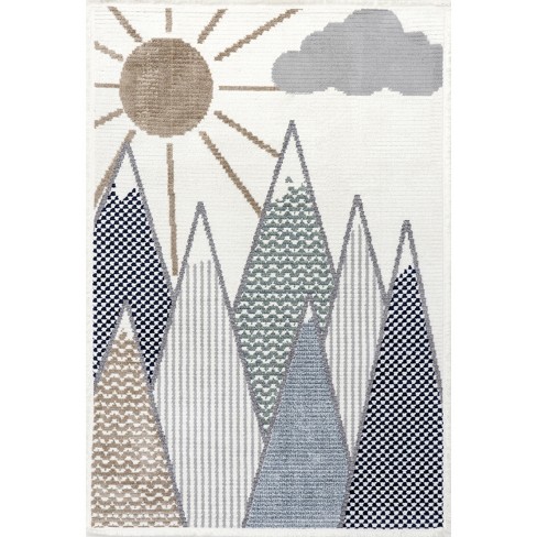 Nuloom Elsha Rocky Mountains Kids Fringe Area Rug 4' X 6' In Beige : Target