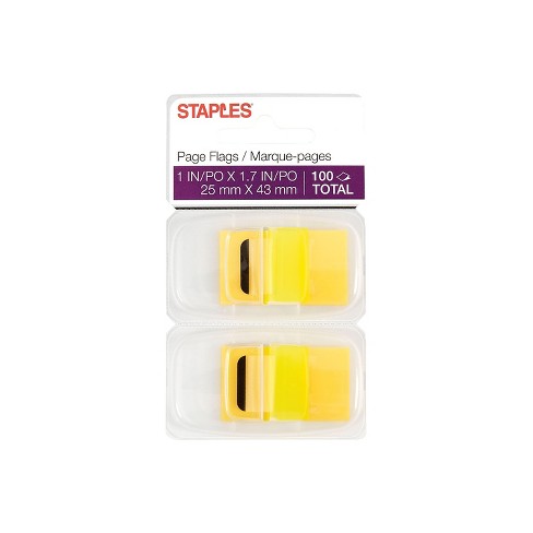 Staples Stickies Page Flags Yellow 1" Wide 100/pack (14111) 667007 : Target