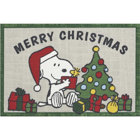Peanuts Snoopy Merry Christmas 2' X 3' Grey Holiday Accent Rug : Target